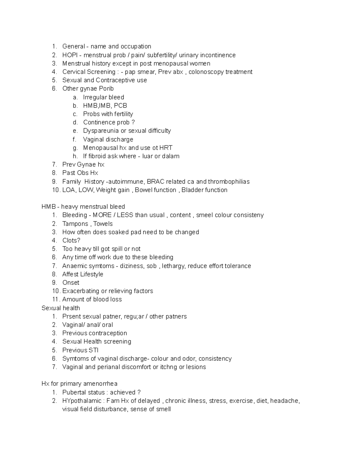 1. Gynae and ONG History Taking Template - General - name and ...