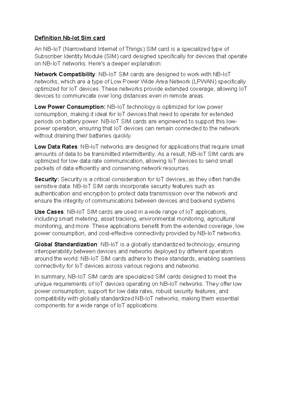 NB IoT Info ( Sim Card) - Definition Nb-Iot Sim card An NB-IoT ...