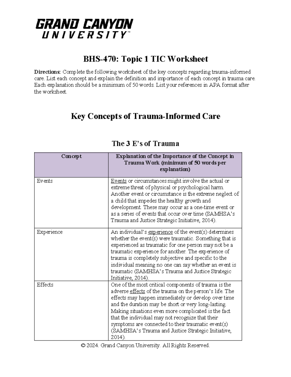 Topic 1 Key Concepts of Trauma-Informed Care - BHS-470: Topic 1 TIC ...