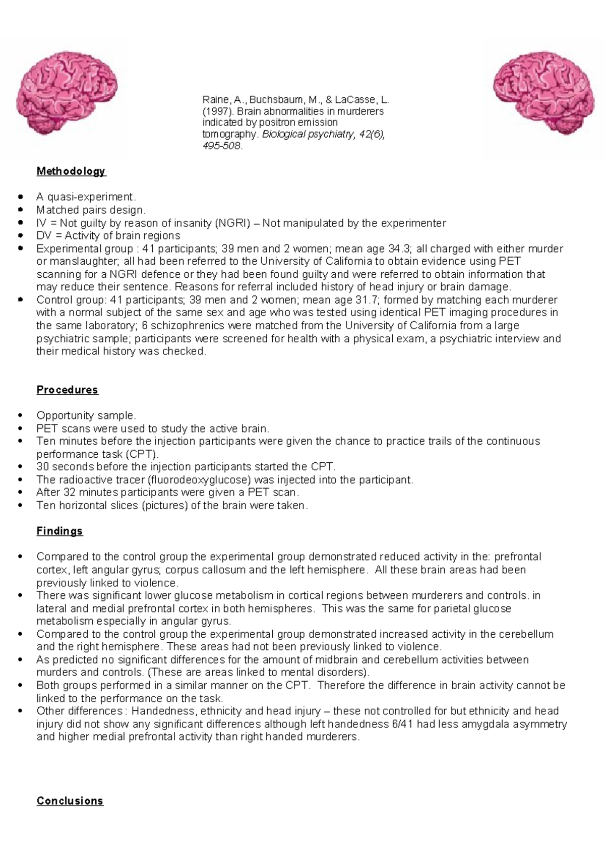 6 brain abnormalities in murderers classic research white - Raine, A ...