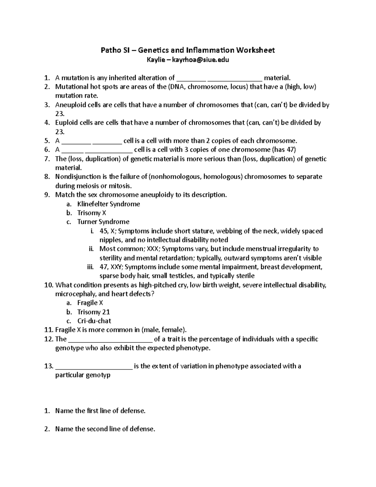 Genetics and Inflammation WS - Patho SI – Genetics and Inflammation ...
