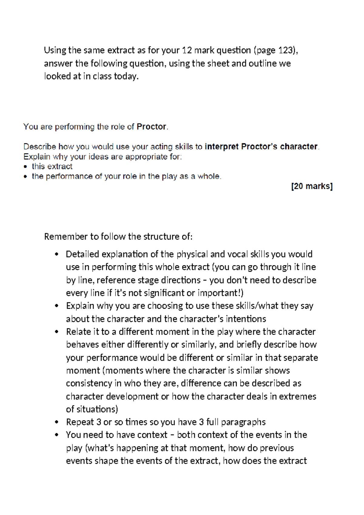 20 marker info - Using the same extract as for your 12 mark question ...