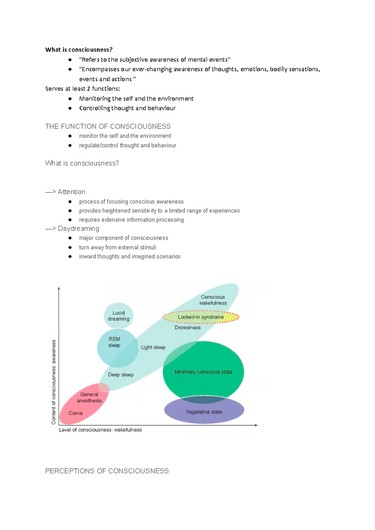 Psyc101 uow - lecture 3 - What is consciousness? "Refers to the ...