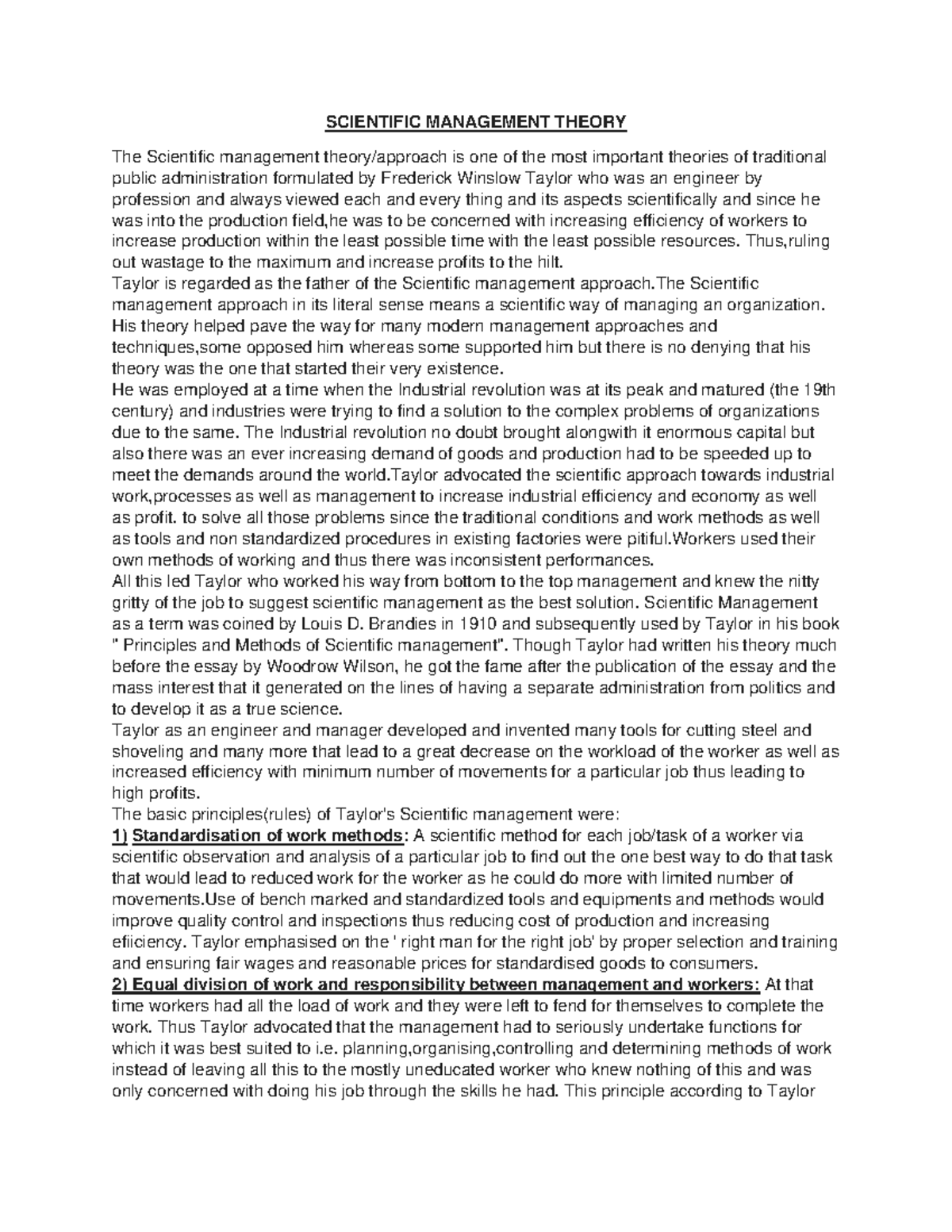 Scientific Management Theory - SCIENTIFIC MANAGEMENT THEORY The ...