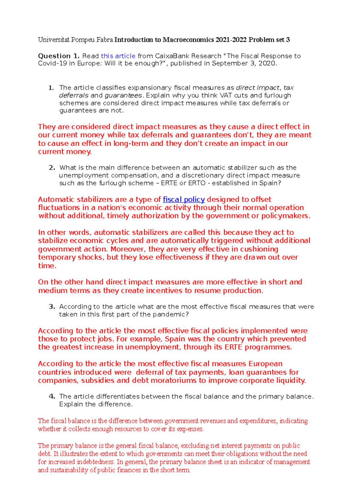Seminar 4 Solutions 2022 - Universitat Pompeu Fabra Introduction to Macroeconomics 2021 2022 ...