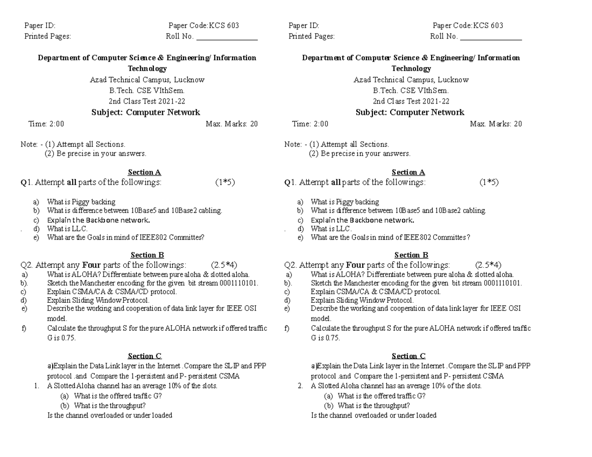 computer system security - Paper ID: Paper Code:KCS 603 Printed Pages ...