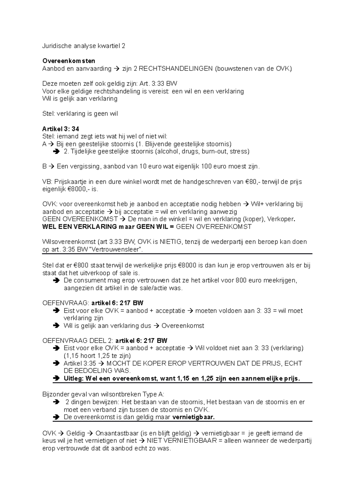 Juridische analyse kwartiel 2 - 3:33 BW Voor elke geldige ...