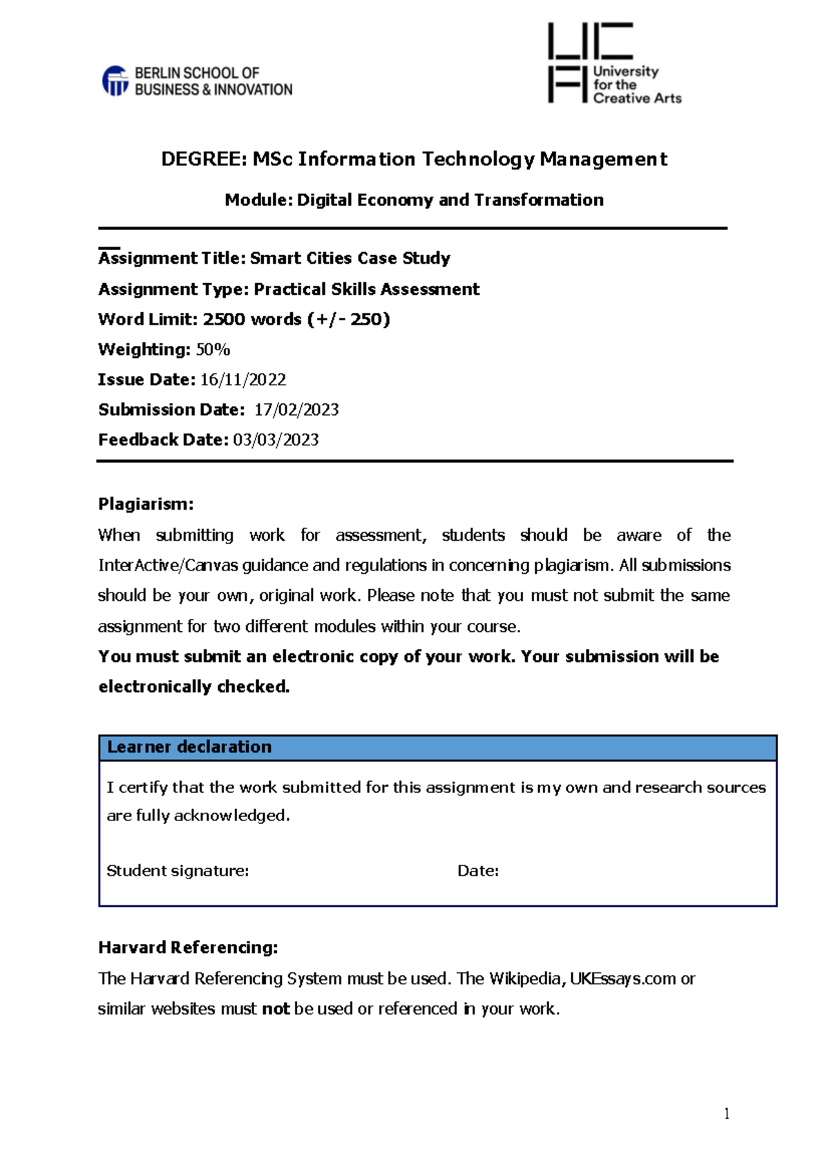 DET Pract. Assessment G3 - DEGREE: MSc Information Technology ...