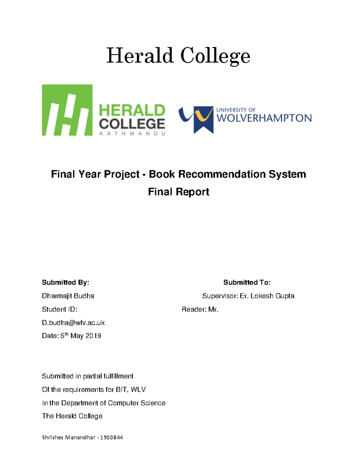 Book recommendation final report - Herald College Final Year Project ...
