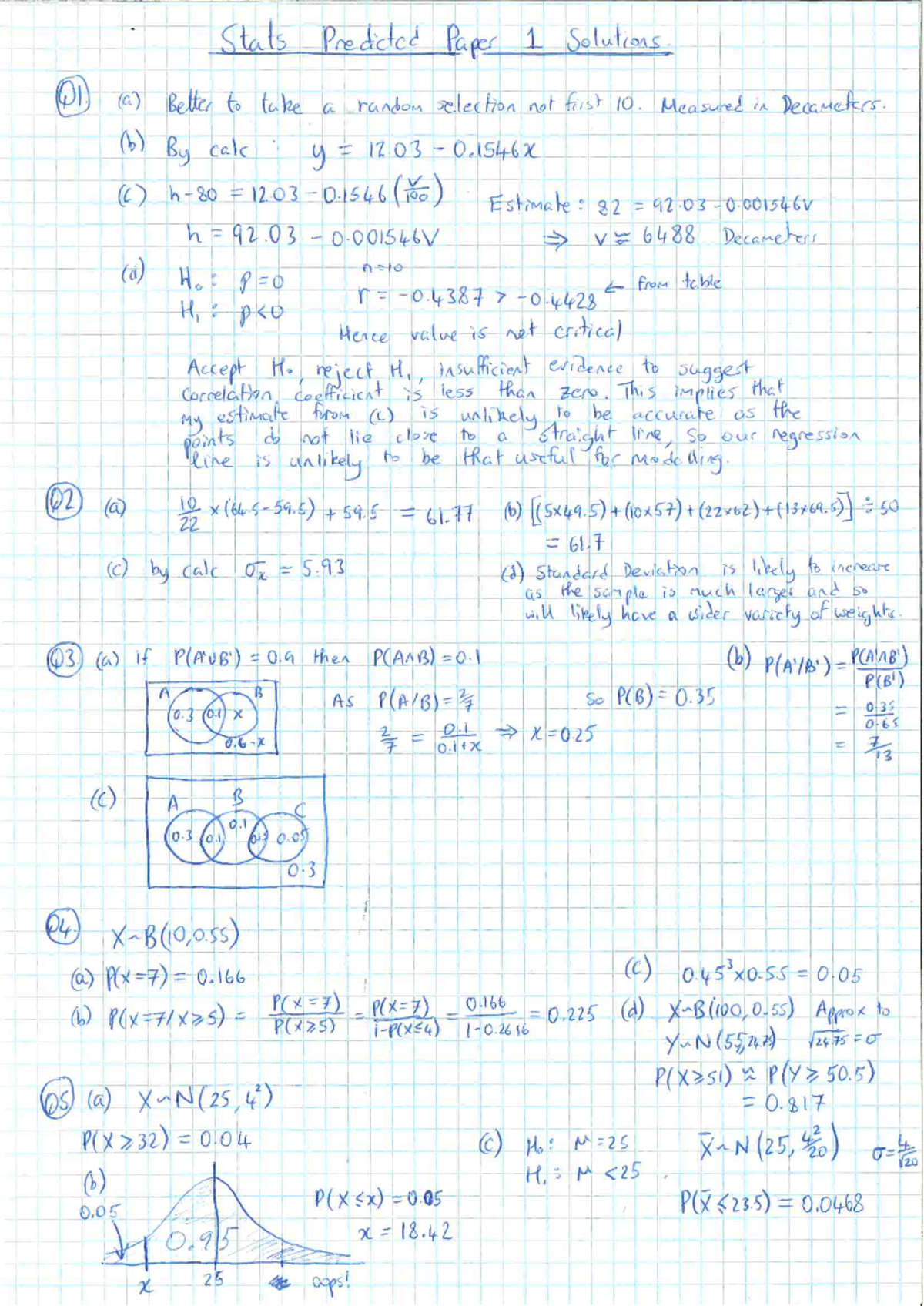 Statistics Predicted Paper 1 Answers - Stats Predicted Paper 1 ...