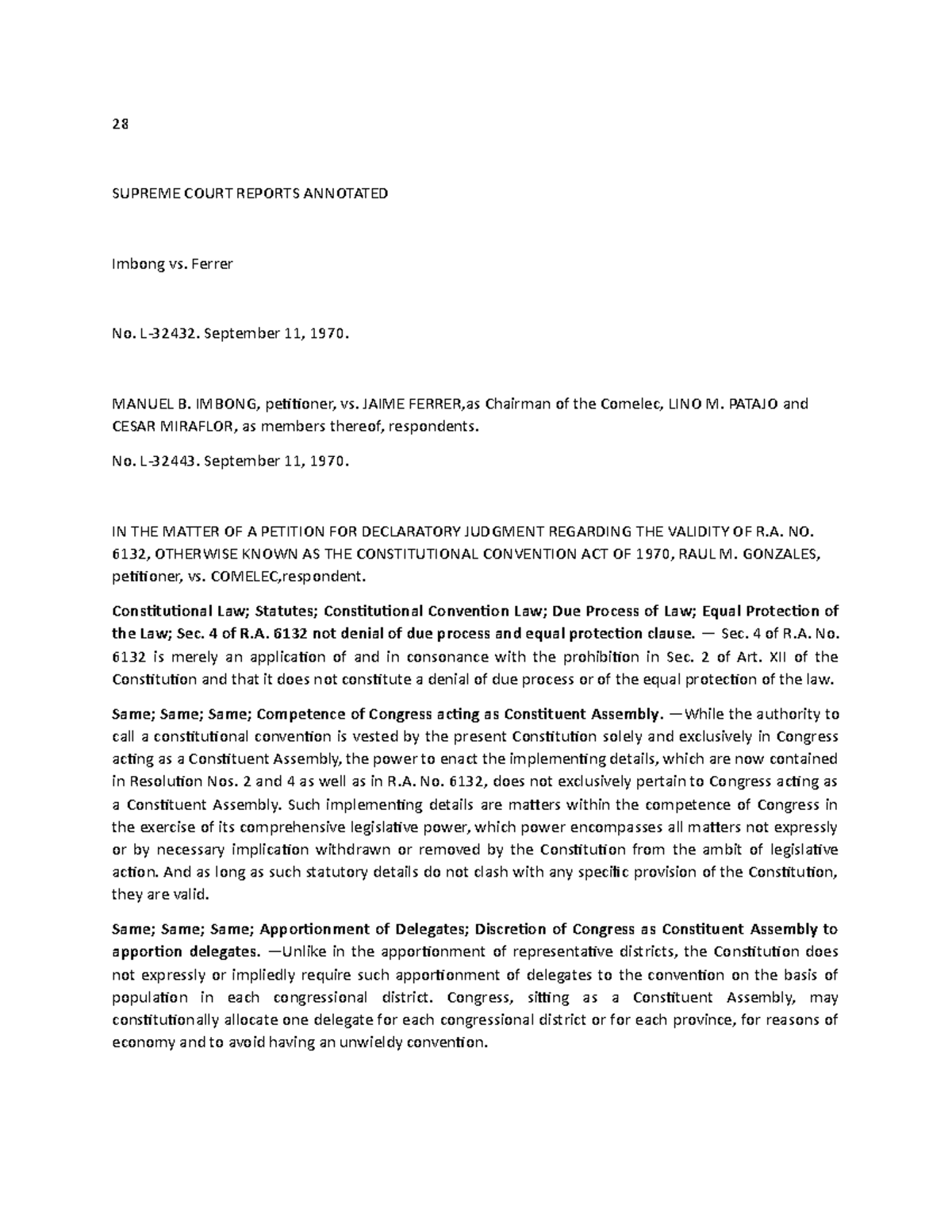 Imbong FT escra - Full text case - 28 SUPREME COURT REPORTS ANNOTATED ...