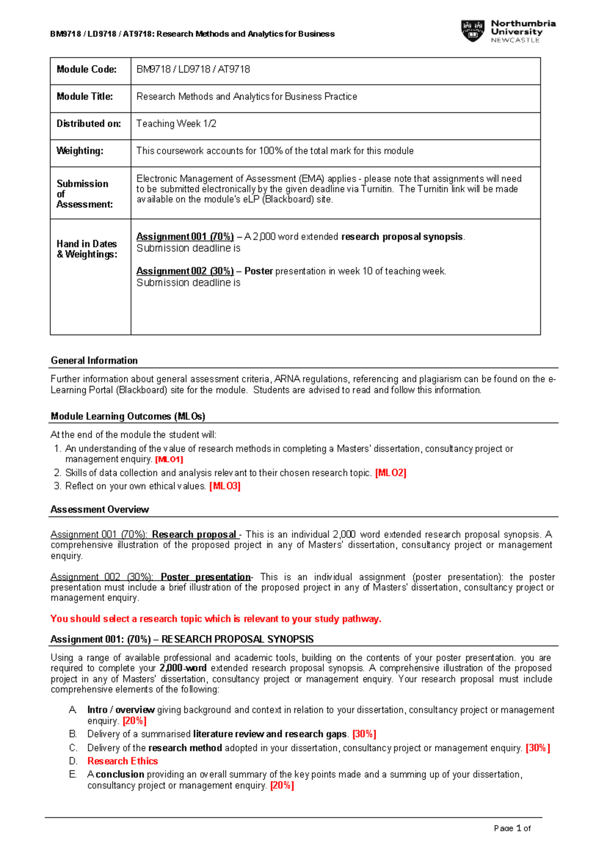 1647523477 LD9718Assessmentbrief 2020 21 -Tagged - Module Code: BM9718 ...