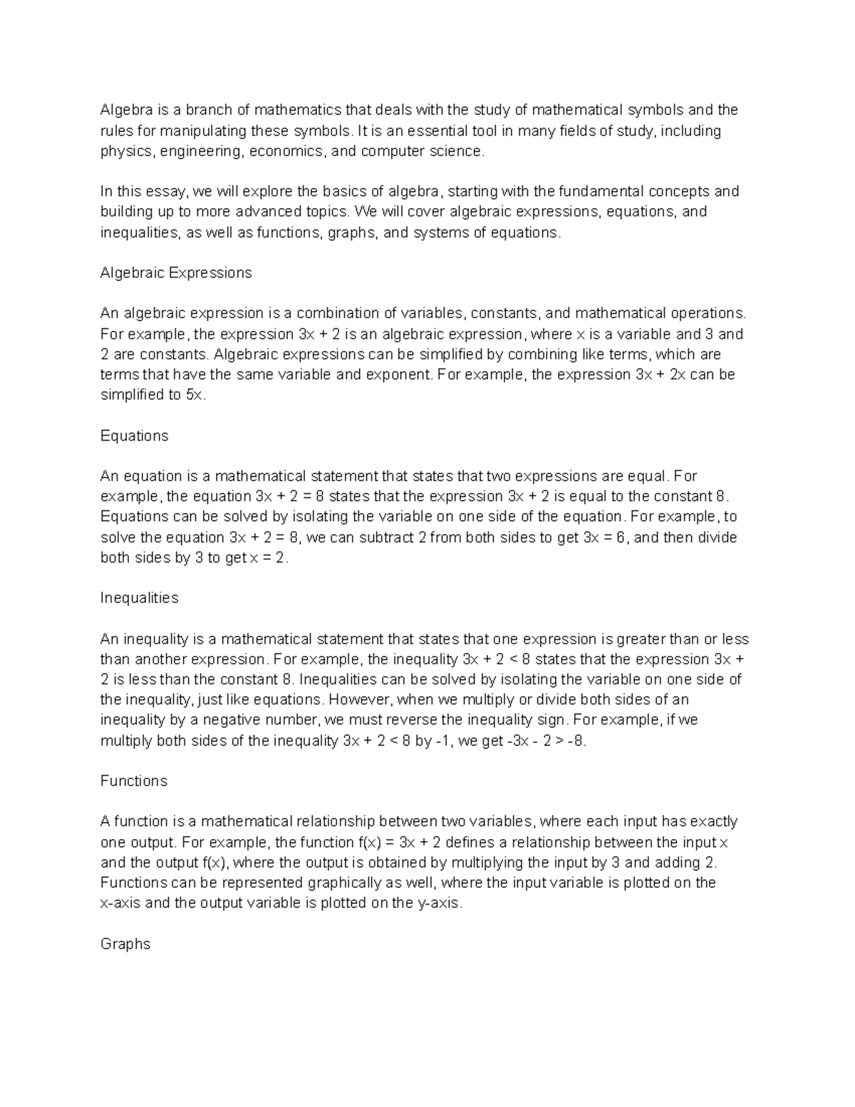 Algebra - It is an essential tool in many fields of study, including ...