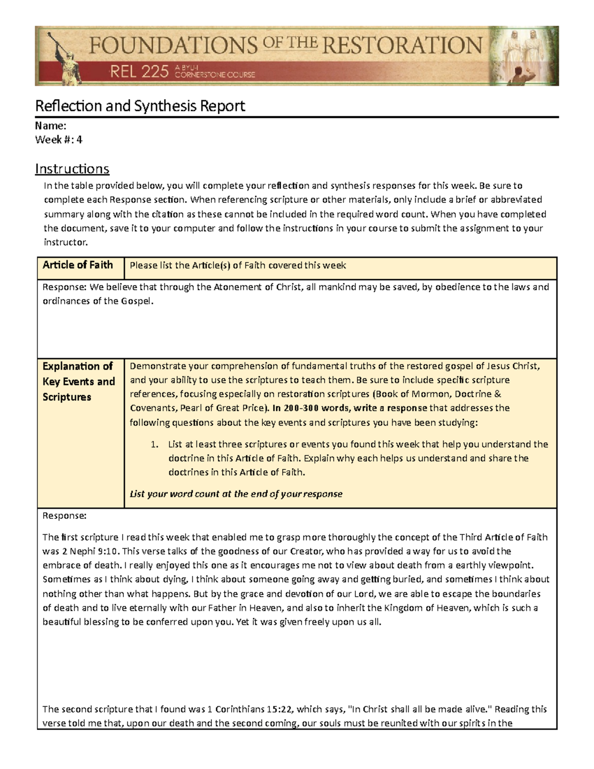 W04 Reflection - Reflection and Synthesis Report Name: Week #: 4 ...
