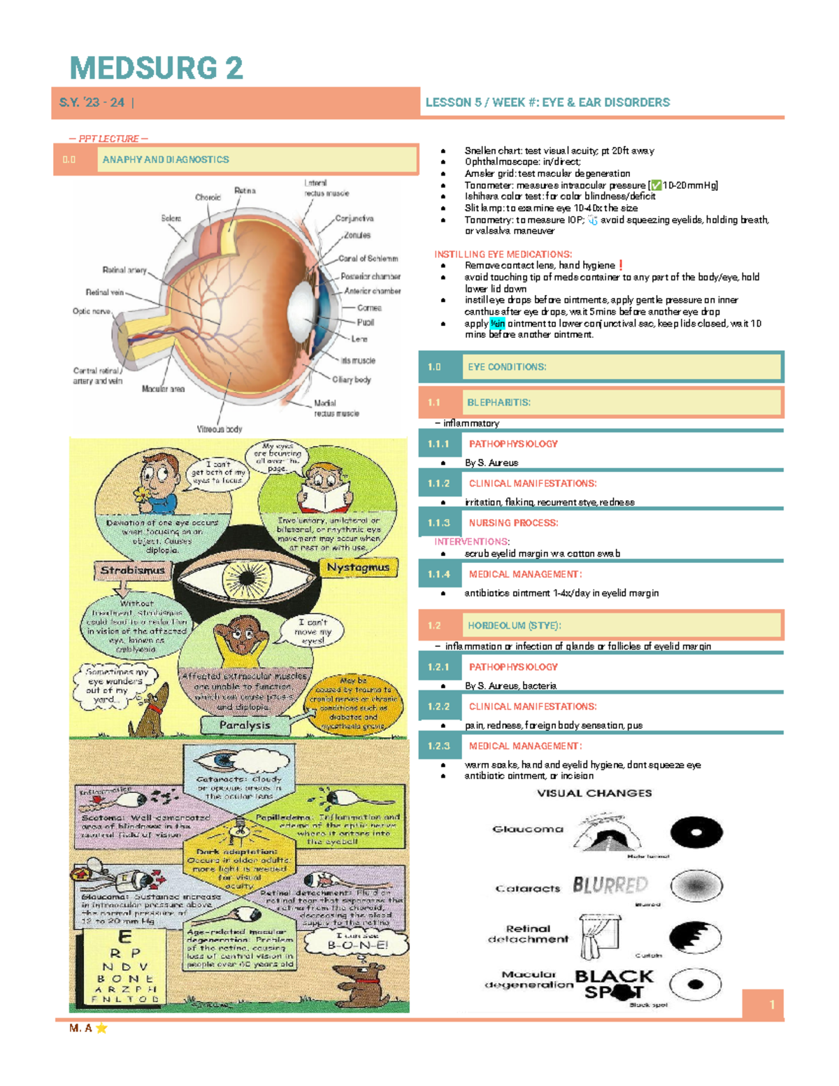 Problems in Ear, Eye - S. ‘23 - 24 | LESSON 5 / WEEK #: EYE & EAR ...