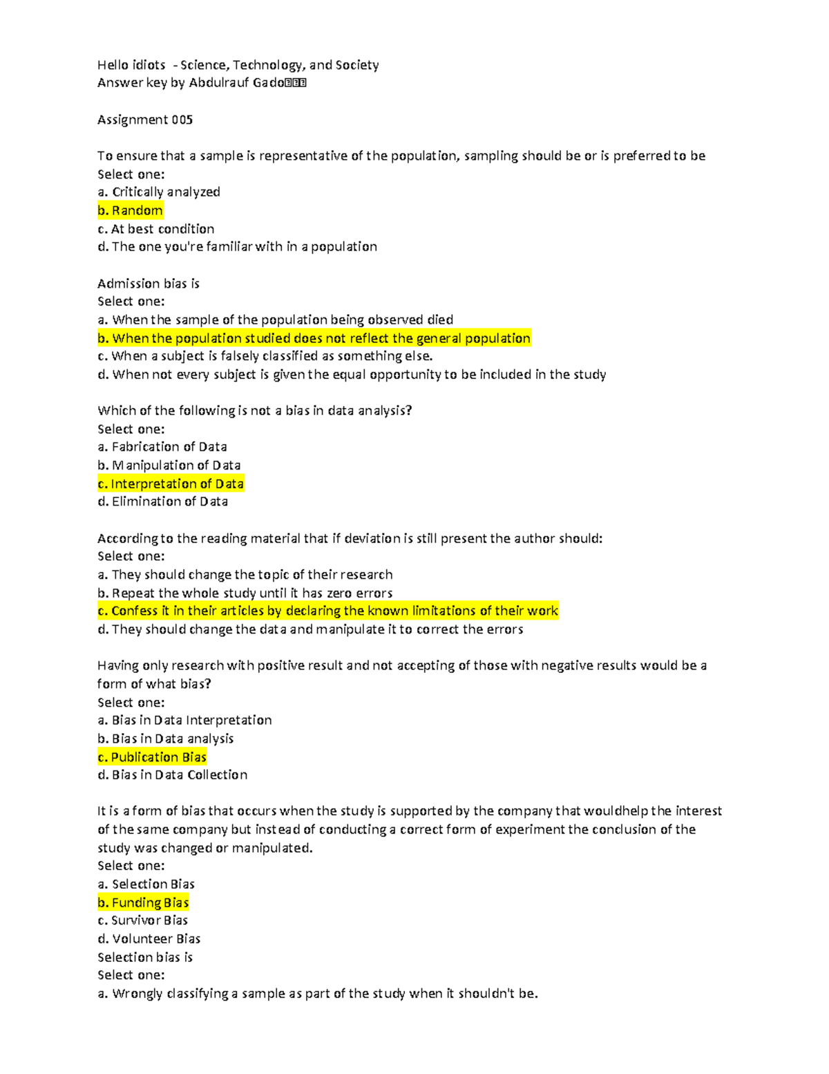 science technology and society quiz 1 - Hello idiots - Science ...