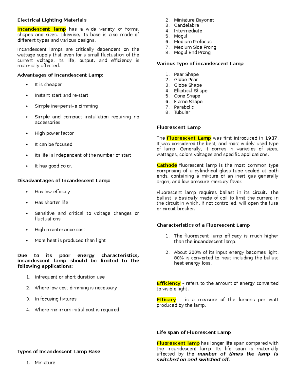 Electrical Lighting Materials - Electrical Lighting Materials ...