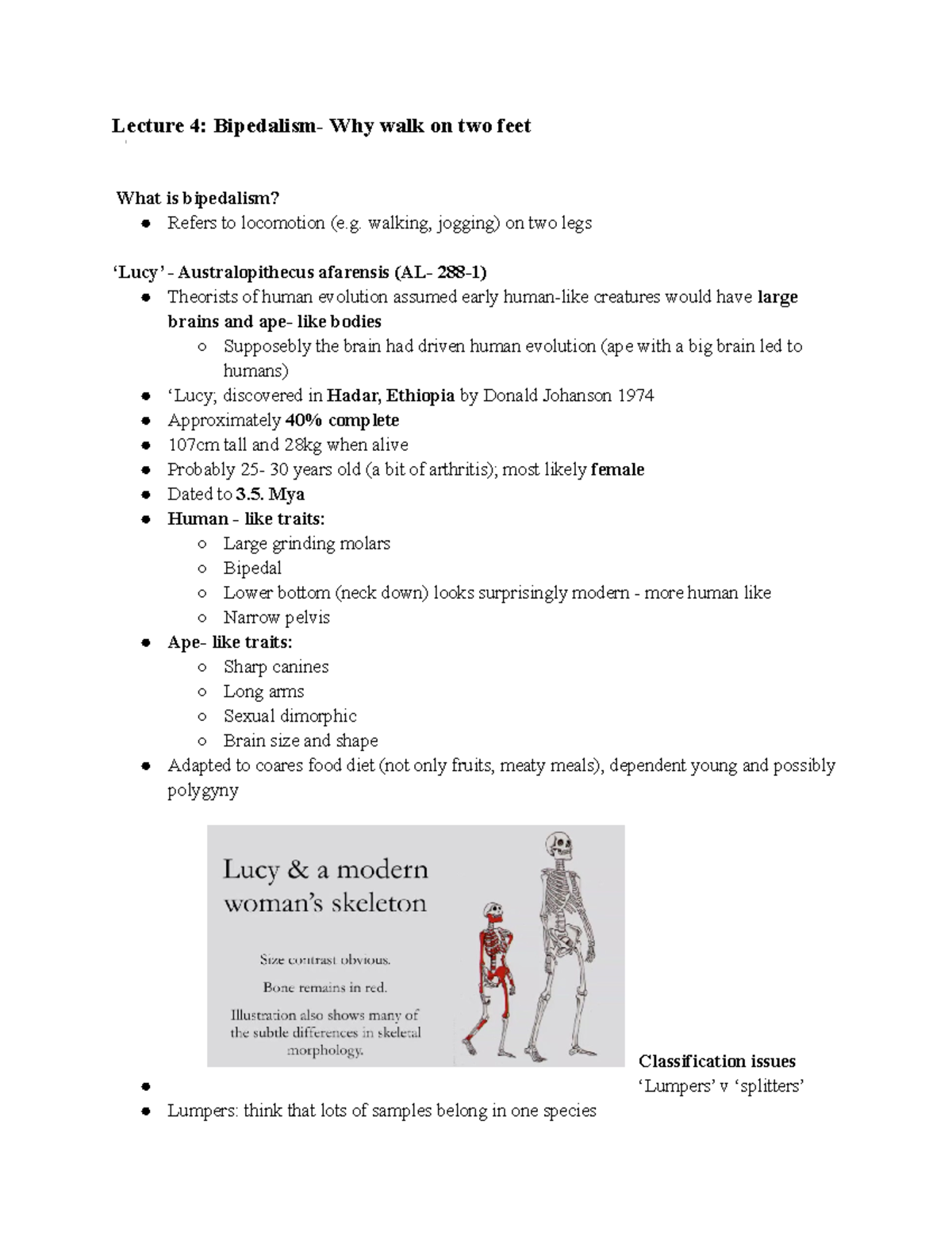 Lecture 4 Bipedalism - Lecture 4: Bipedalism- Why walk on two feet What ...