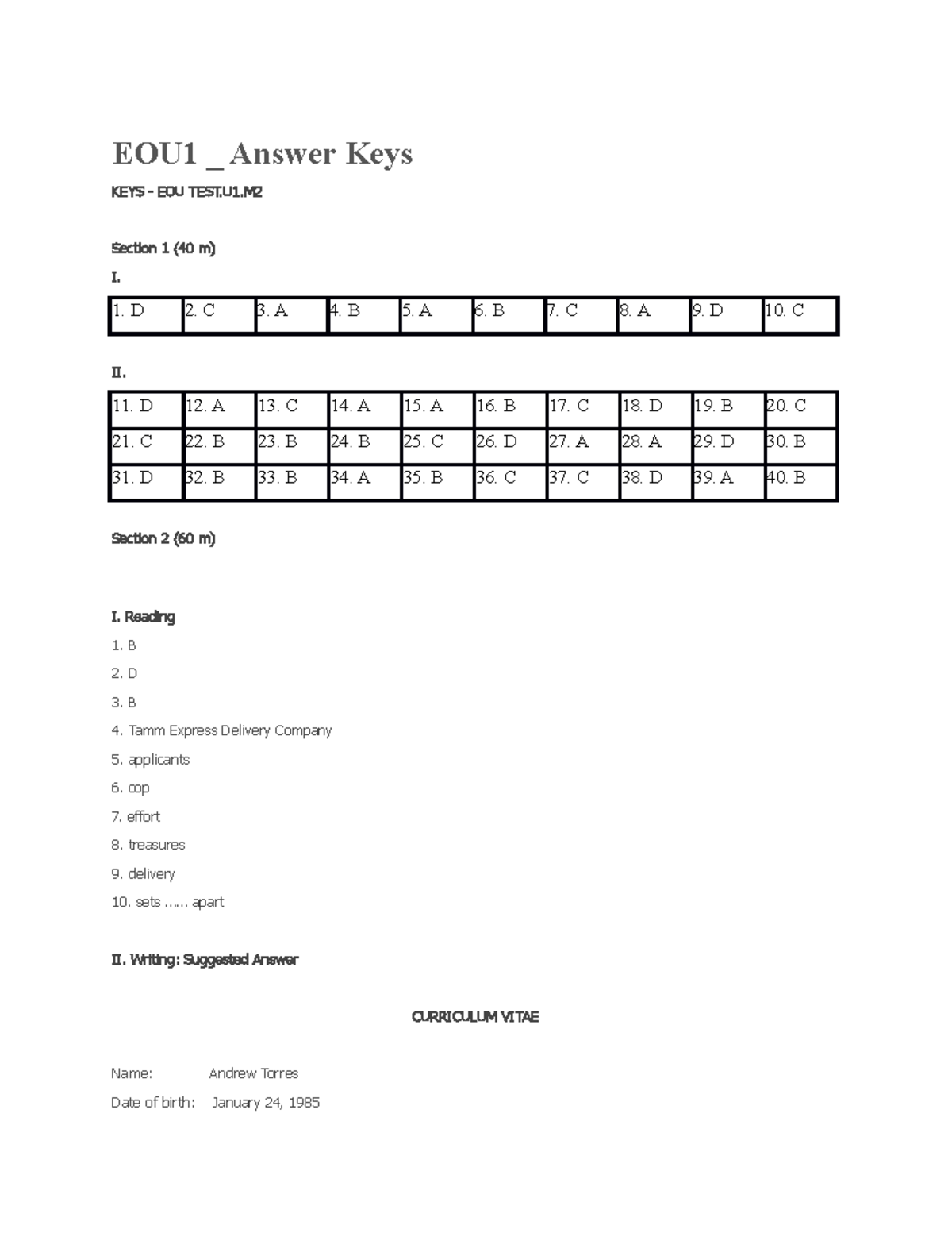 Key 5 Unit - ABC - EOU1 _ Answer Keys KEYS - EOU TEST 1 .M 2 Section 1 ...