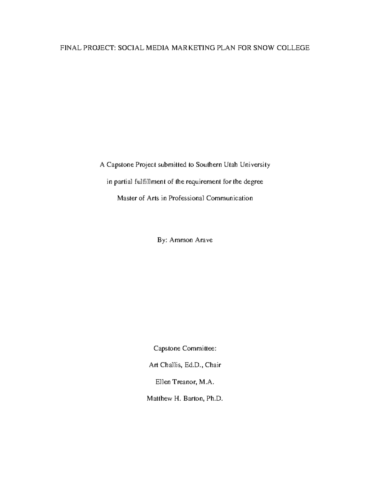 Summer internship project - FINAL PROJECT: SOCIAL MEDIA MARKETING PLAN ...