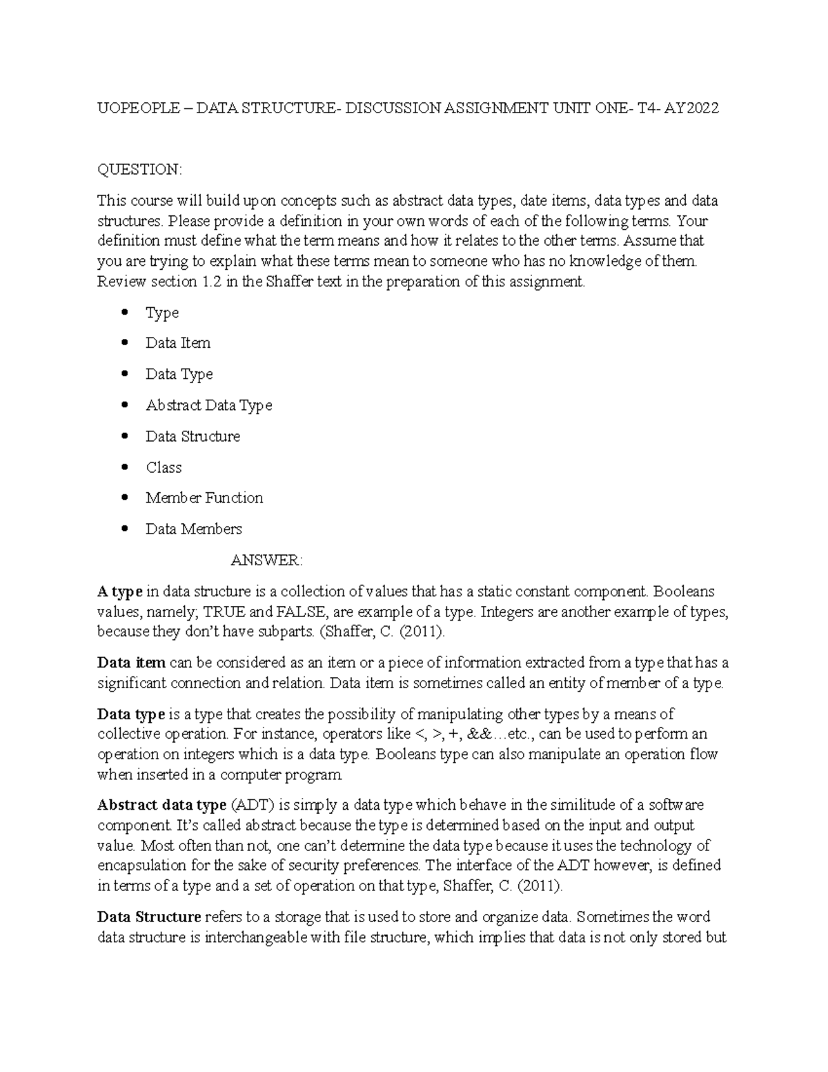 DA 1 - Data Structure discussion Assignment Unit 1 - UOPEOPLE – DATA STRUCTURE- DISCUSSION - Studocu