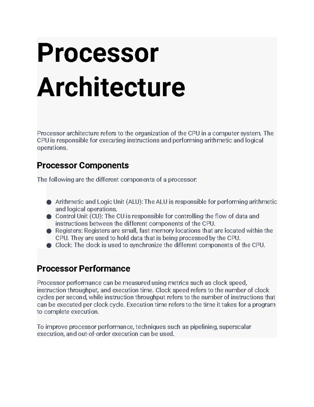 Computer System Architecture 5 6 Processor Architecture Processor Architecture Refers To The