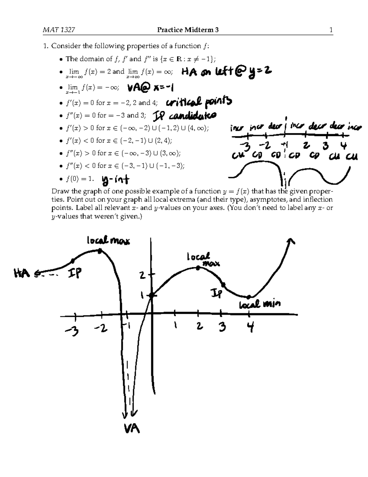 MAT 1327 Practice Midterm 3 Solutions - MAT 1327 Practice Midterm 3 1 1. Consider the following ...