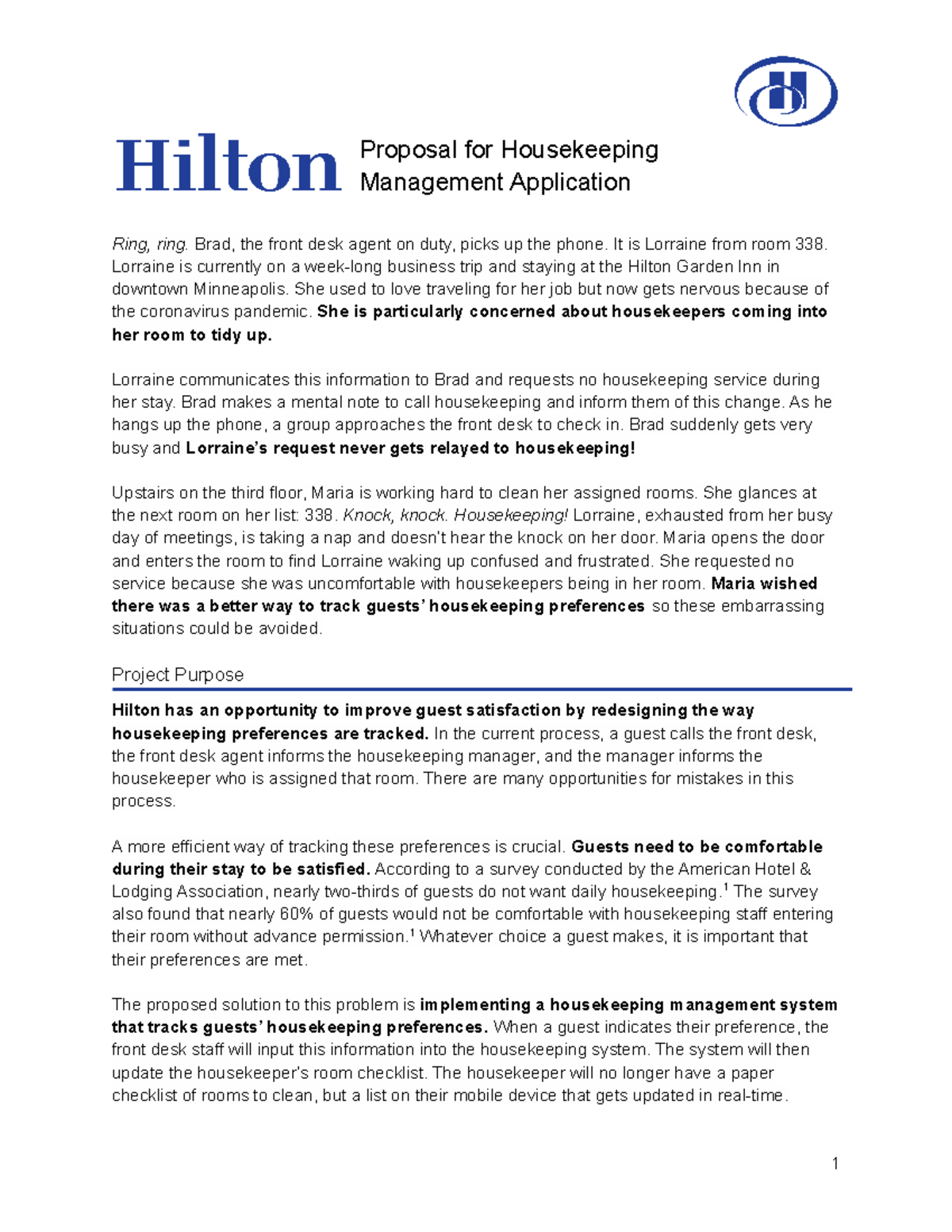 Hilton Proposal Section B - Proposal for Housekeeping Management ...
