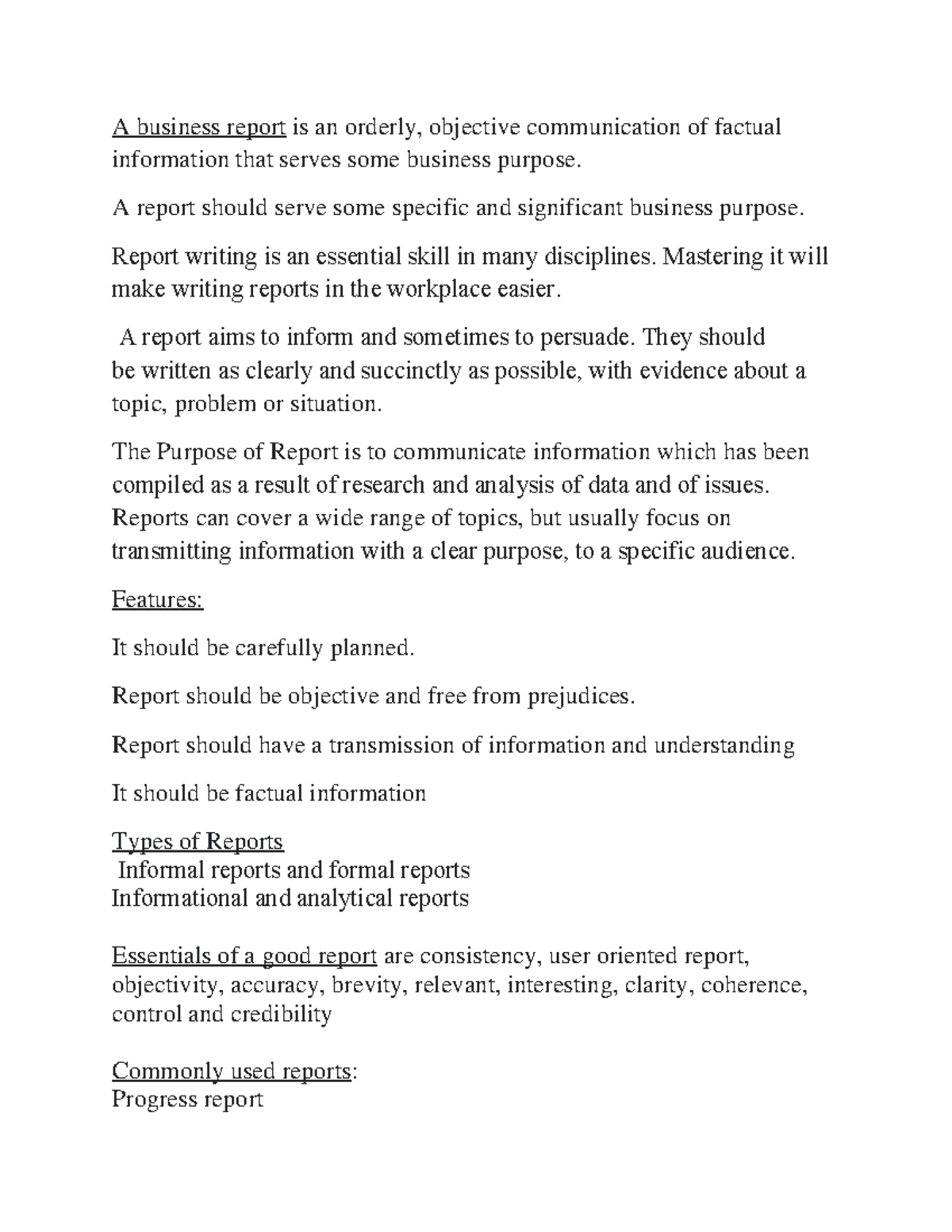 Report writing 11 - A business report is an orderly, objective ...