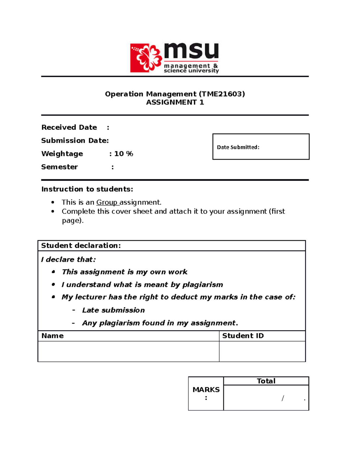 Assignment 1 - background study about company - Operation Management ...