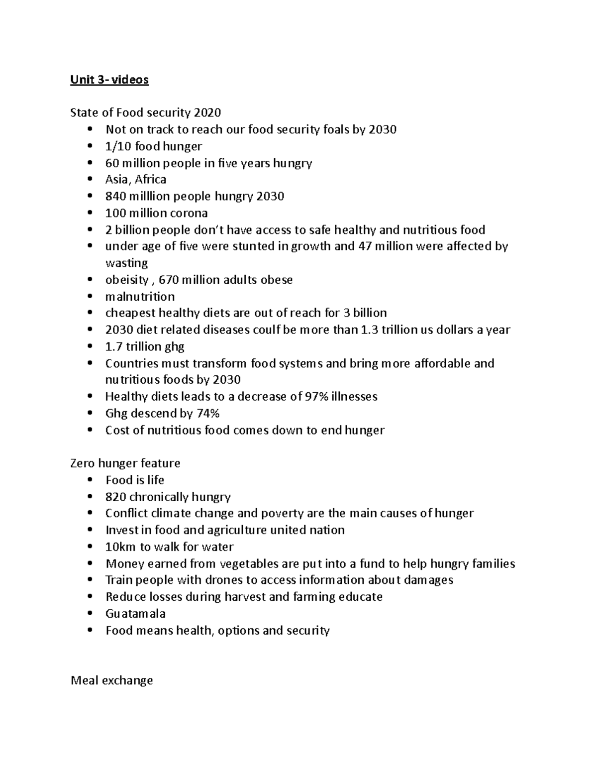 Unit 3 - videos - Unit 3- videos State of Food security 2020 Not on ...