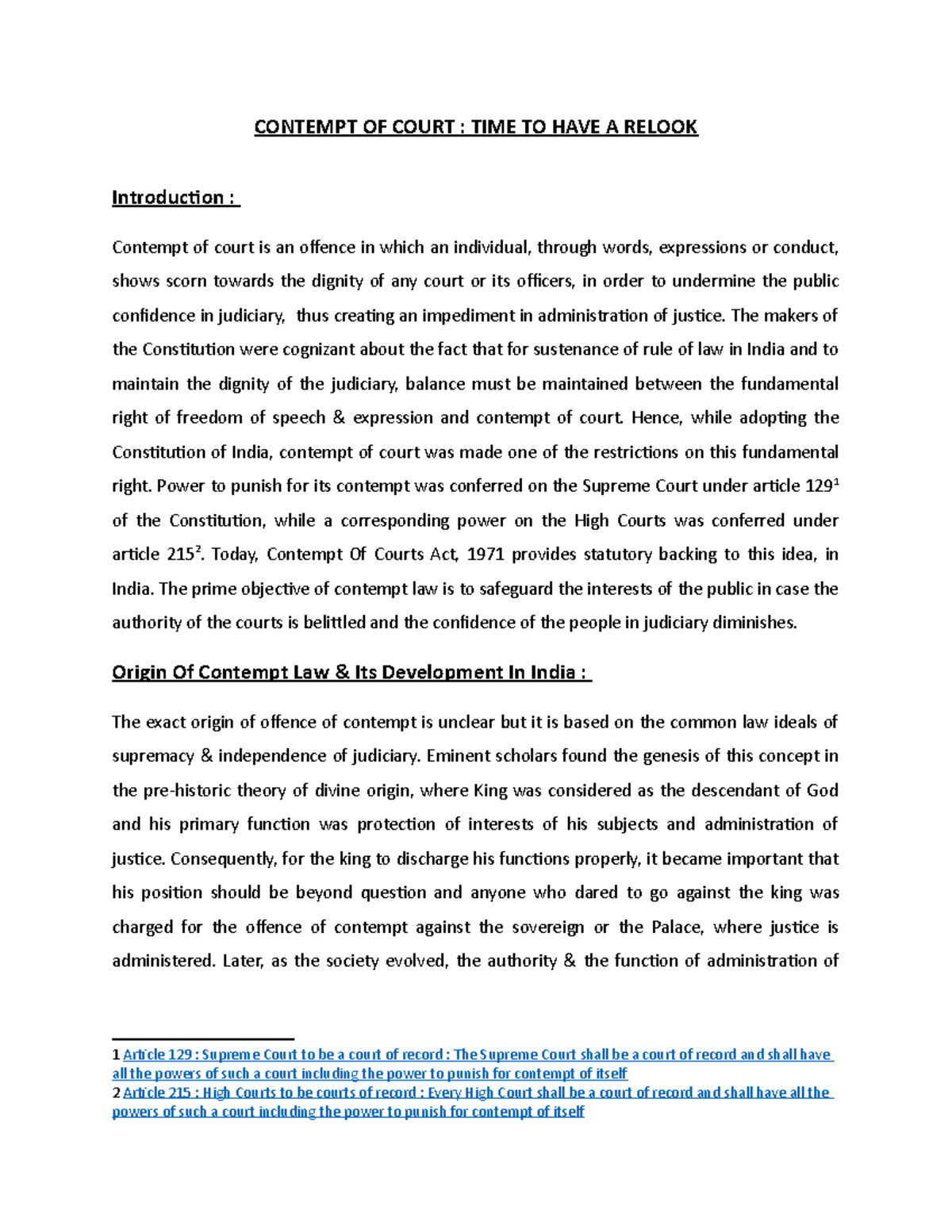 Blog - Contempt Of Court - CONTEMPT OF COURT : TIME TO HAVE A RELOOK ...