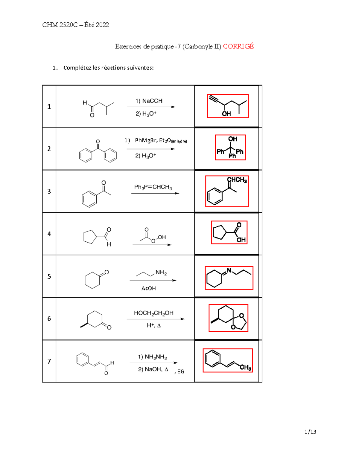 Corrigé 7 - corrections of pratcice materials - Exercices de pratique ...