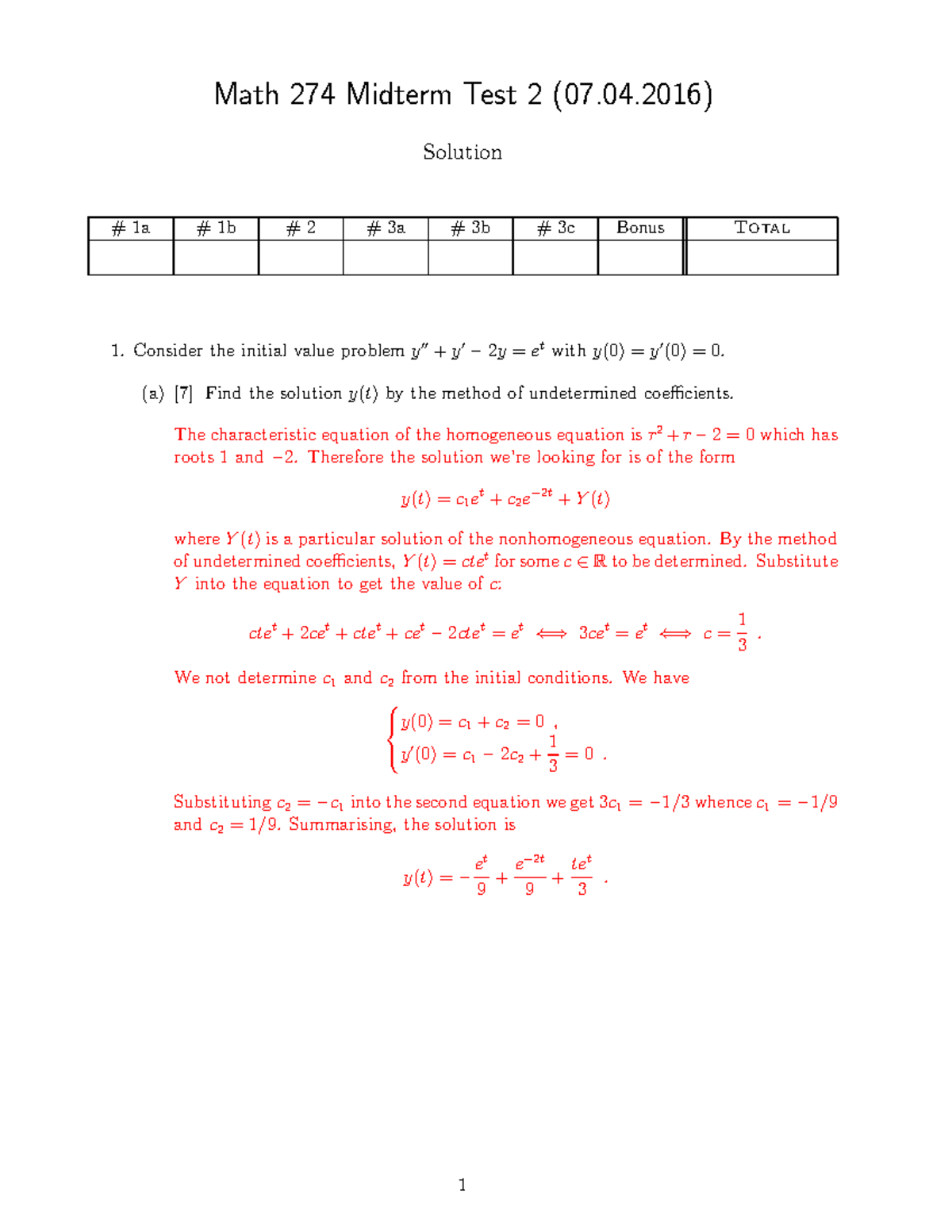 Math274-T2s - tutorial 3 - Math 274 Midterm Test 2 (07.04) Solution 1a ...
