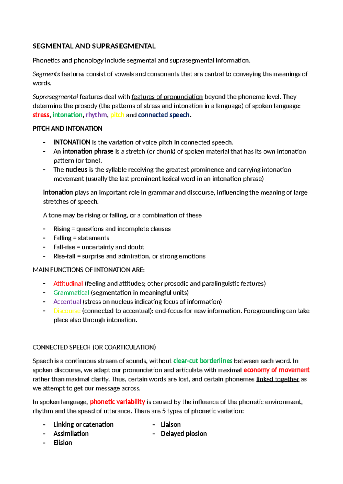 Segmental and Suprasegmental Features - SEGMENTAL AND SUPRASEGMENTAL Phonetics and phonology ...