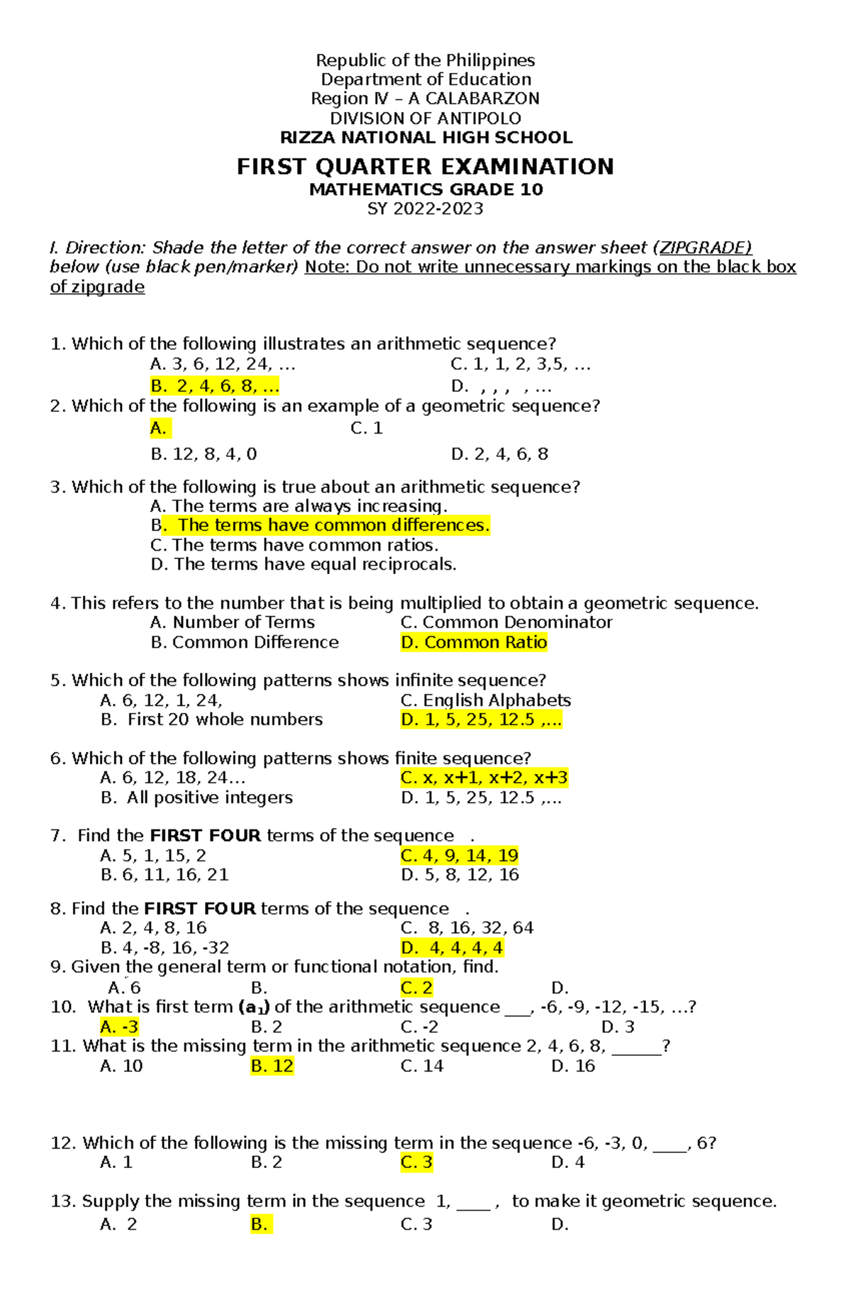 Periodical Exam 2022WITH Answer - Republic of the Philippines ...