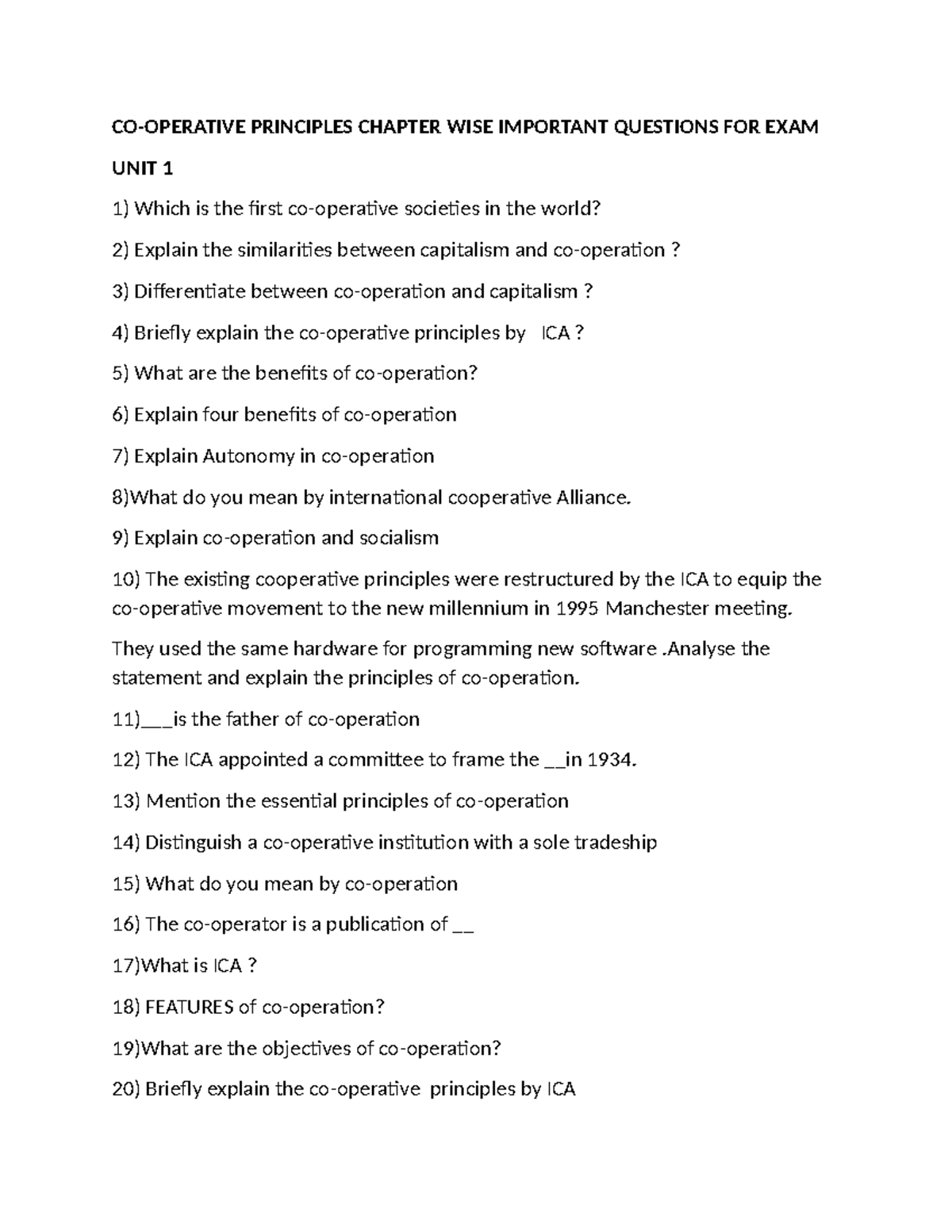 CP Question Paper - CO-OPERATIVE PRINCIPLES CHAPTER WISE IMPORTANT ...