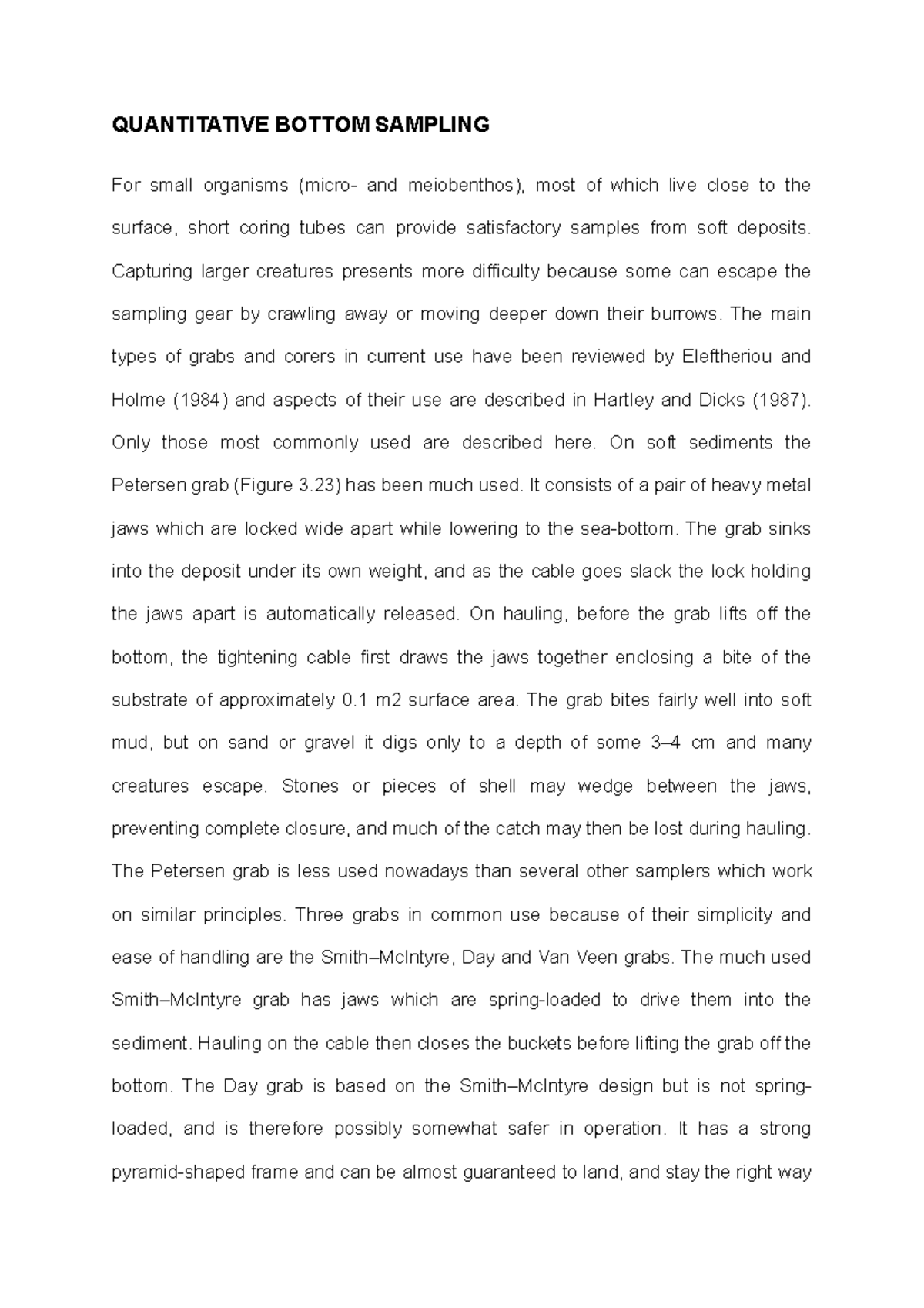 Lecture Notes Quantitative Bottom Sampling - QUANTITATIVE BOTTOM ...