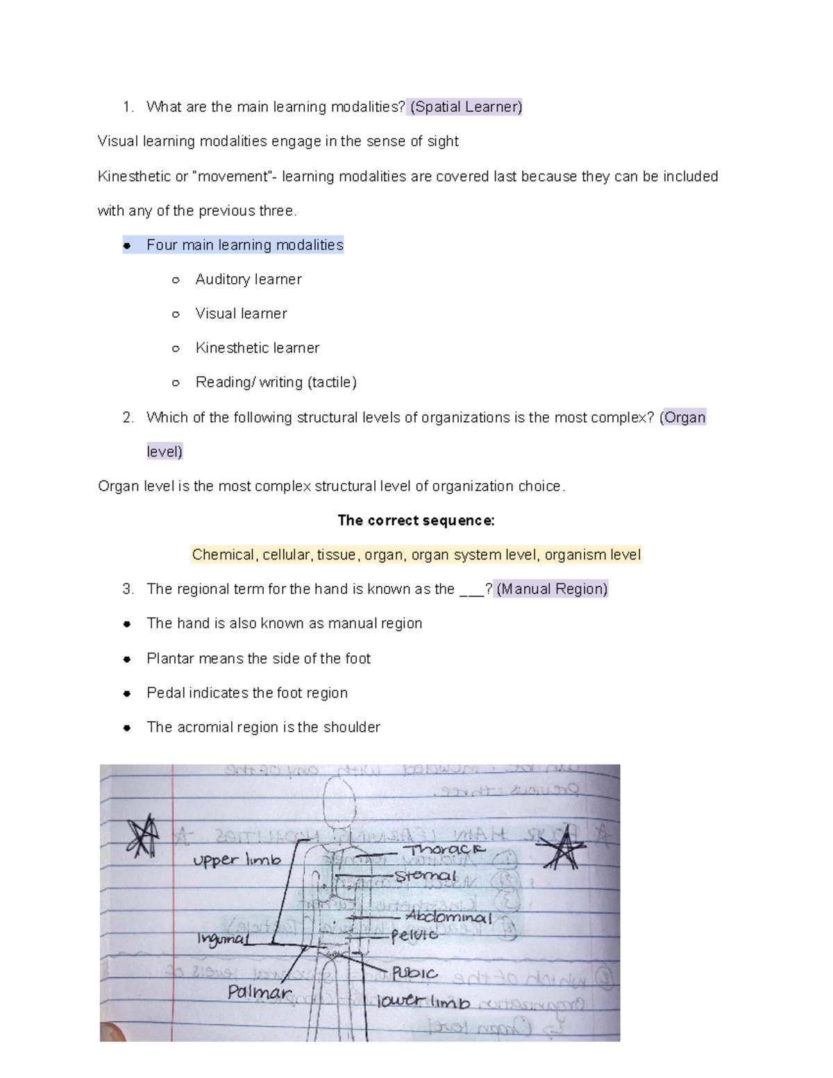 DSM section 1-1 - Lecture notes/ Summary of Anatomy and Physiology ...