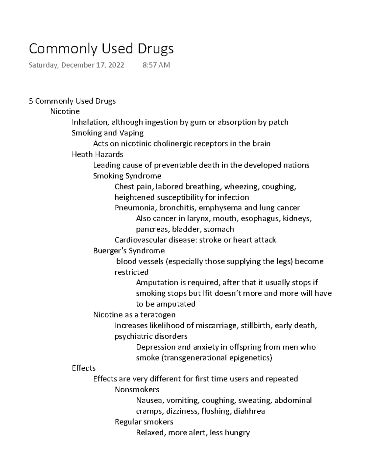 Commonly Used Drugs - Kucinski - 5 Commonly Used Drugs Nicotine ...