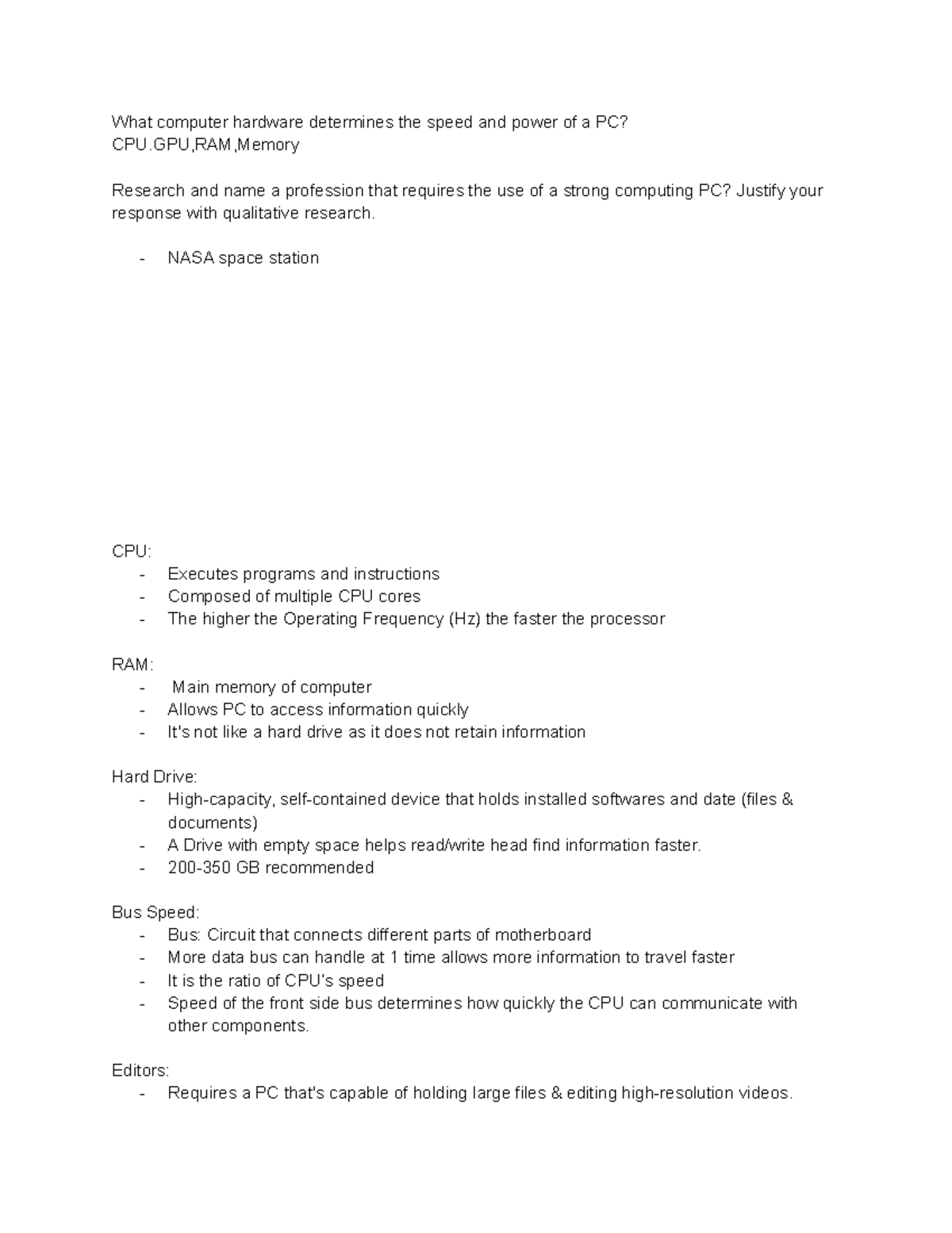 What computer hardware determines the speed and power of a PC - What ...