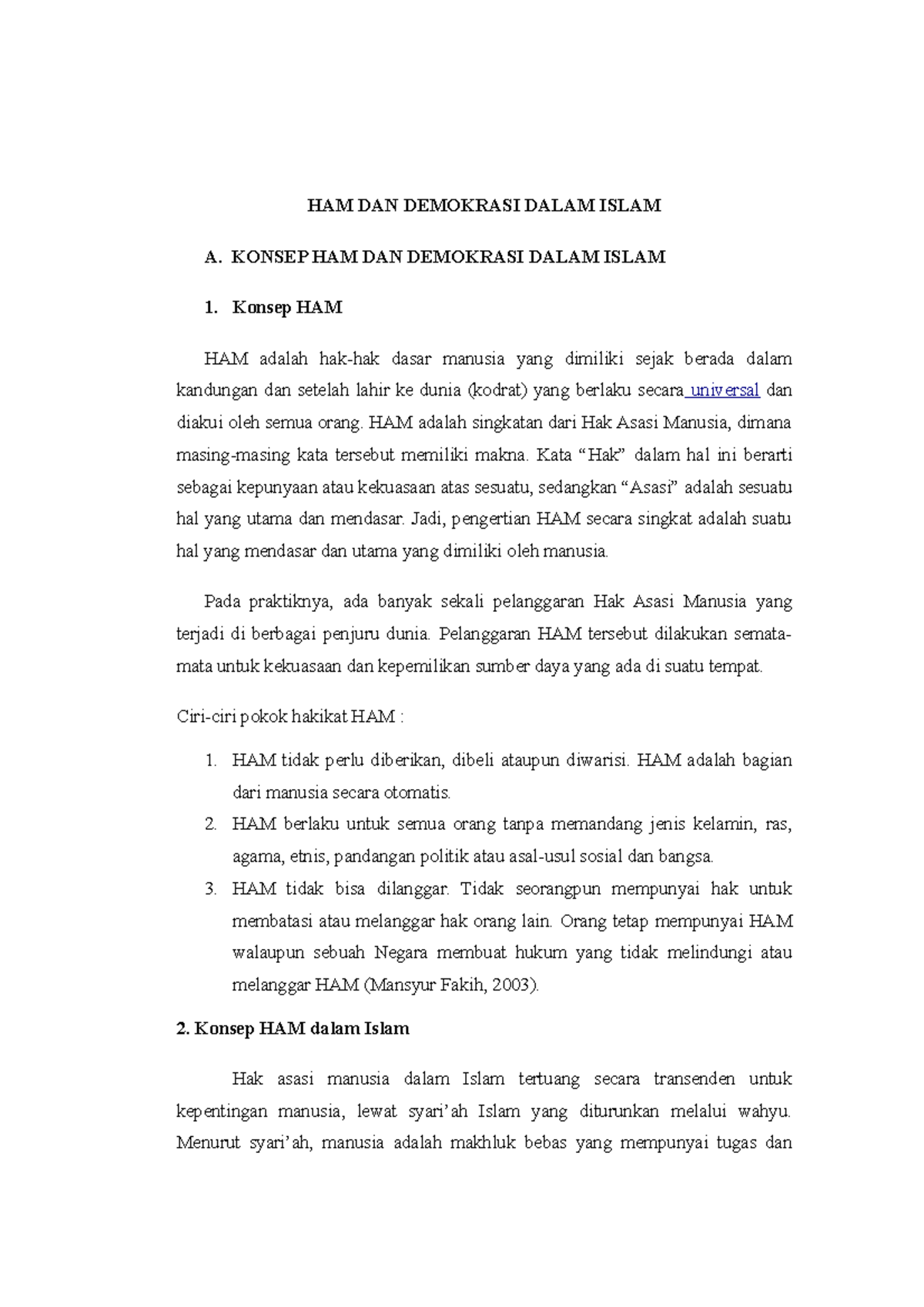 19 - HAM dan Demokrasi dalam Islam - HAM DAN DEMOKRASI DALAM ISLAM A ...