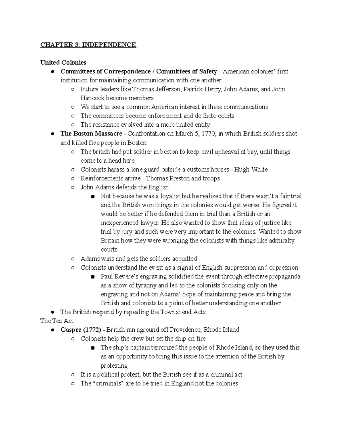 Poli 201 Notes CHP 3 - A detailed look at the period of American ...