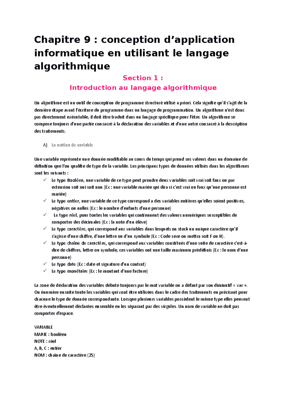 Chapitre 9 Conception d’application informatique en utilisant le ...