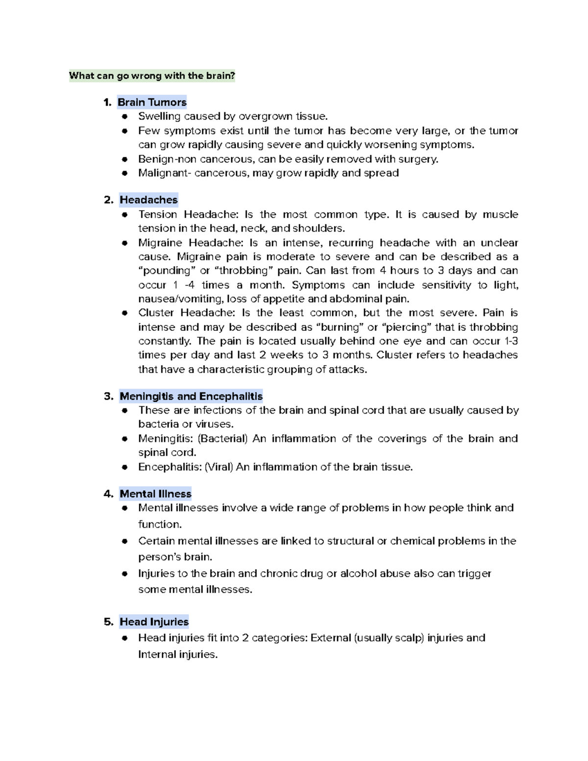 Brain Pathologies - What can go wrong with the brain? Brain Tumors ...