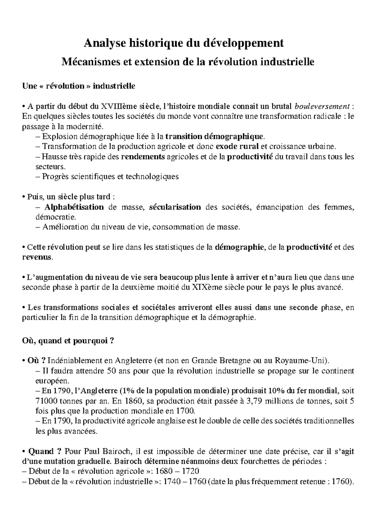 La révolution industrielle Introduction - Analyse historique du ...