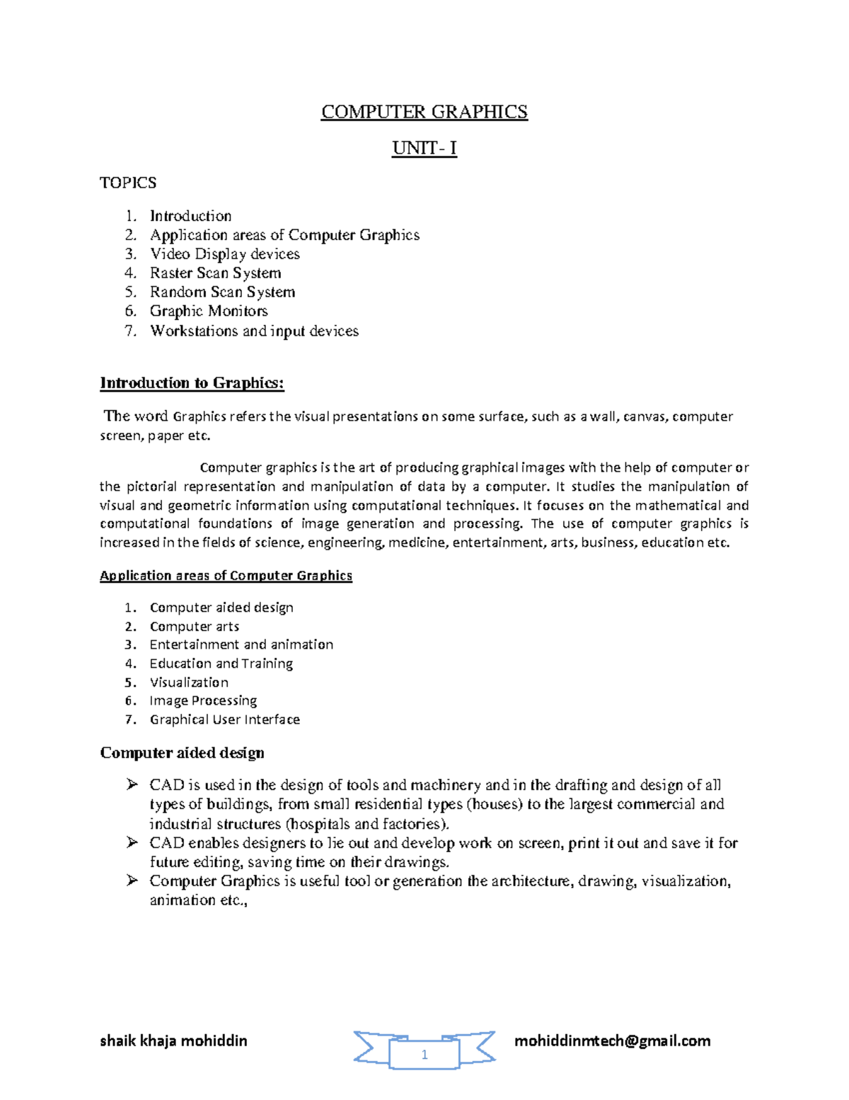 Cg unit 1 and 2 - shaik khaja mohiddin mohiddinmtech@gmail COMPUTER ...