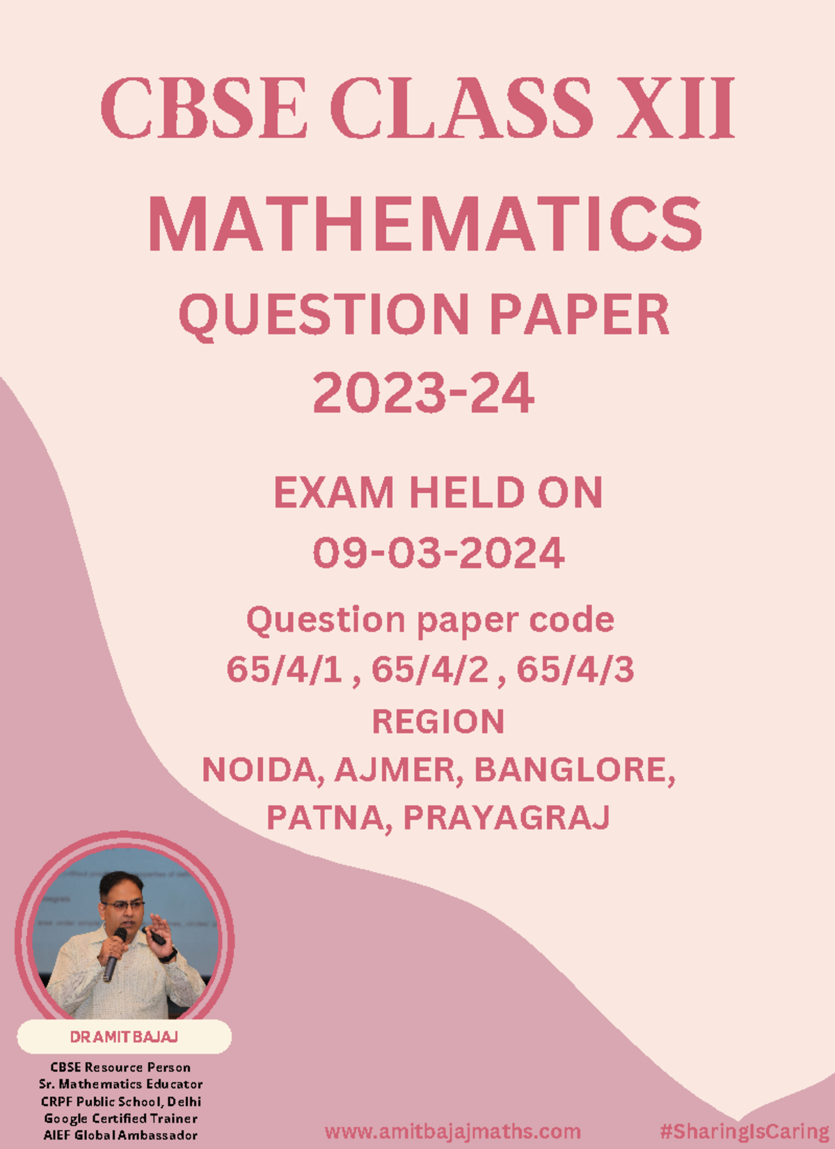 Class XII Maths QP SET 65-4-1, 65-4-2, 65-4-3 (2023-24) - Mathematics: Applications and - Studocu