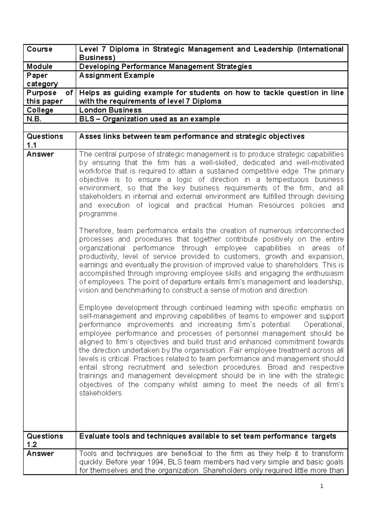 Assignment Example- Developing Performance Management Strategies-Level ...