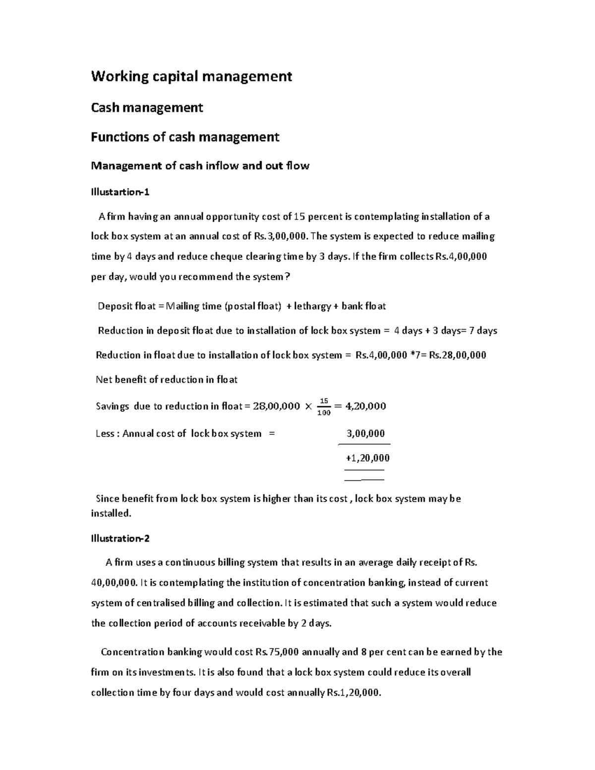 Working capital management notes-17 - Working capital management Cash ...